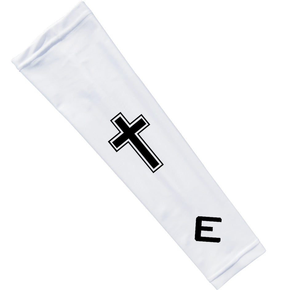 White Faith Cross Compression Arm Sleeve | UPF 50+ Baseball Sleeve ...