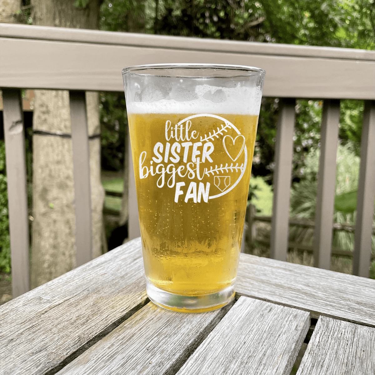 Cheering From The Sidelines Sister Pint Glass – Batter Box Sports
